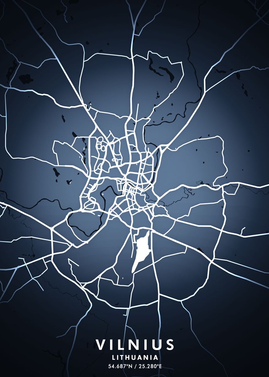 ' Vilnius Map Posters' Poster by Merah Djoeang | Displate