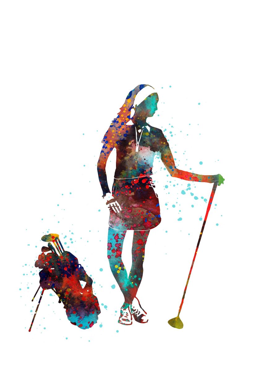 'Girl golfer ' Poster, picture, metal print, paint by RosaliasArt ...