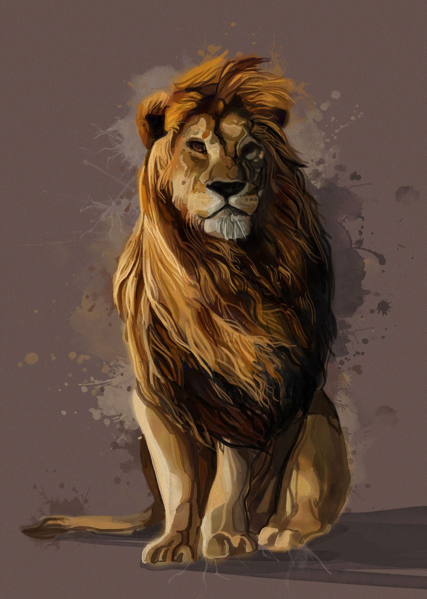'lion proud 2' Poster, picture, metal print, paint by Bekim Art | Displate