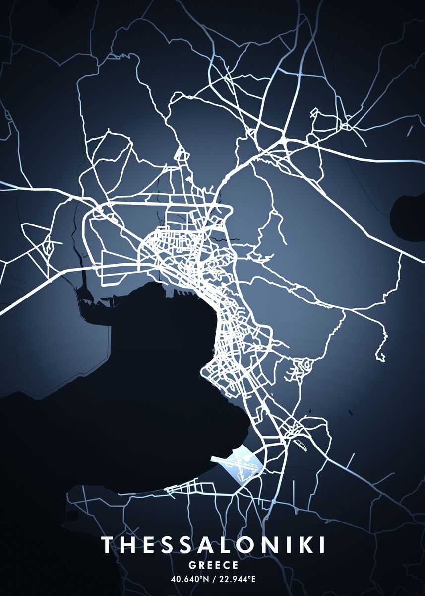 'Thessaloniki Map Posters' Poster by Merah Djoeang | Displate