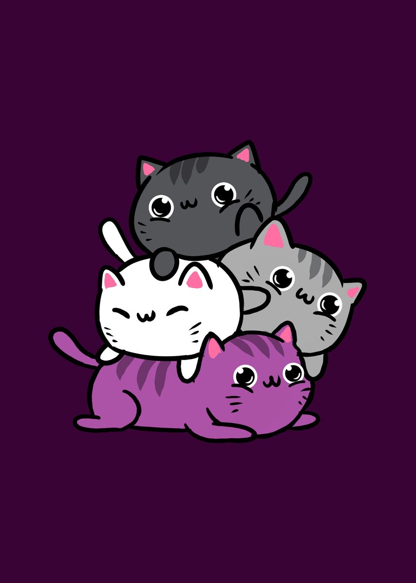 'Asexual Cat Pile' Poster, picture, metal print, paint by queerappear ...