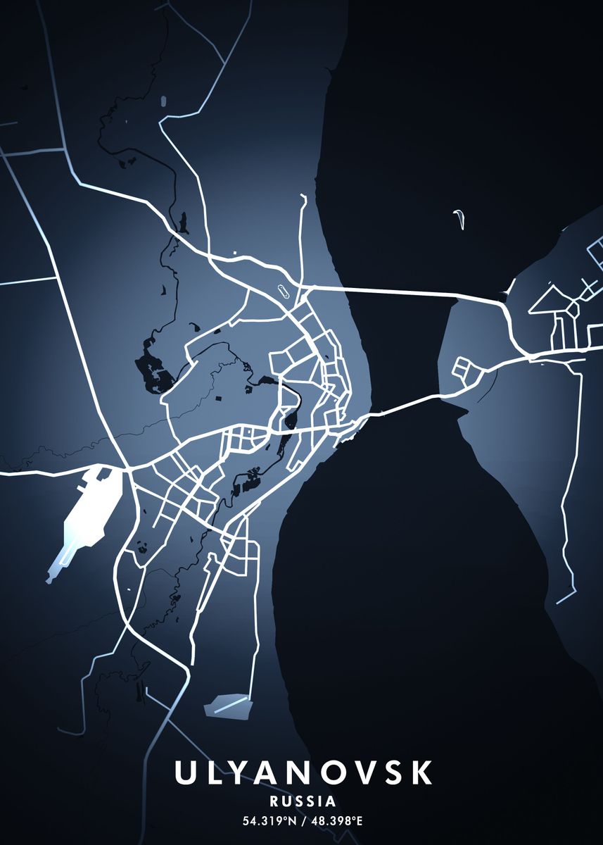 'Ulyanovsk Map Posters' Poster, picture, metal print, paint by Merah ...