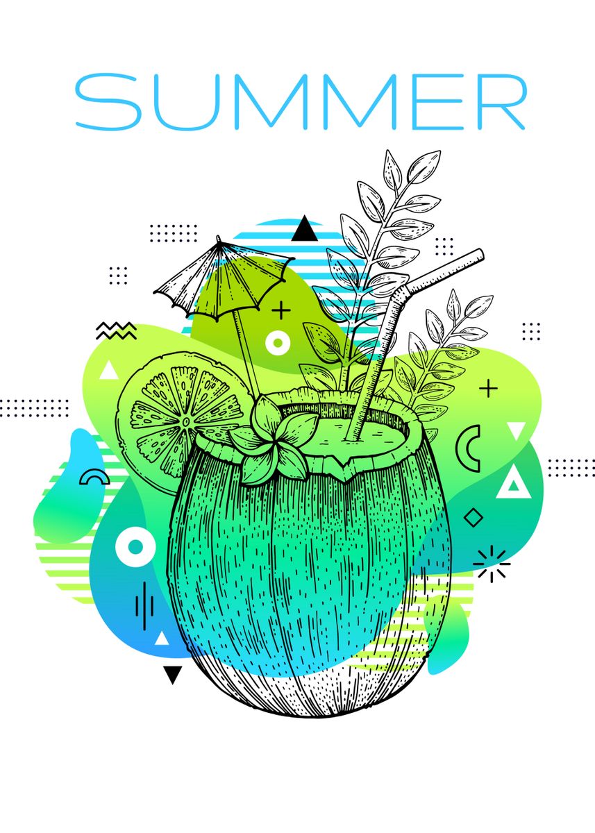 'Summer Coconut' Poster, picture, metal print, paint by StonerPlates ...
