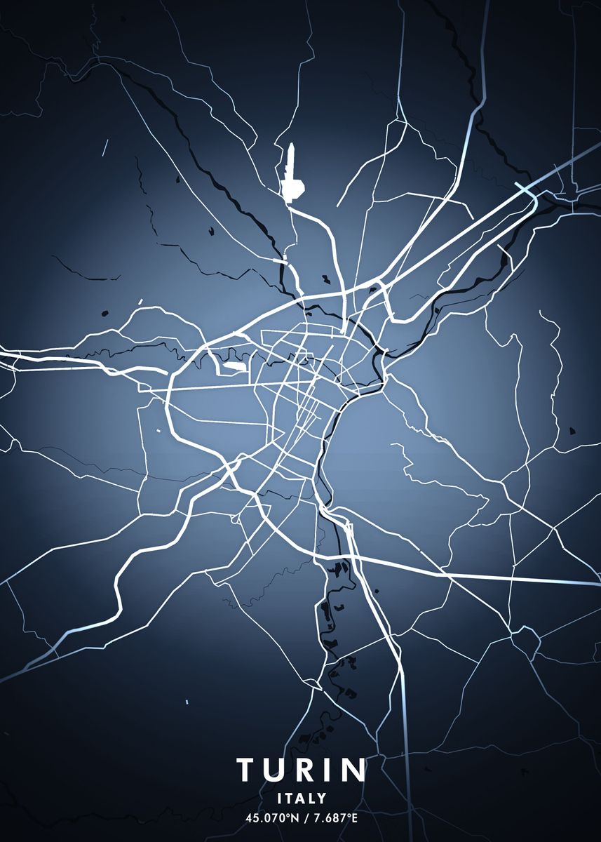 'Turin Map Posters' Poster, picture, metal print, paint by Merah ...