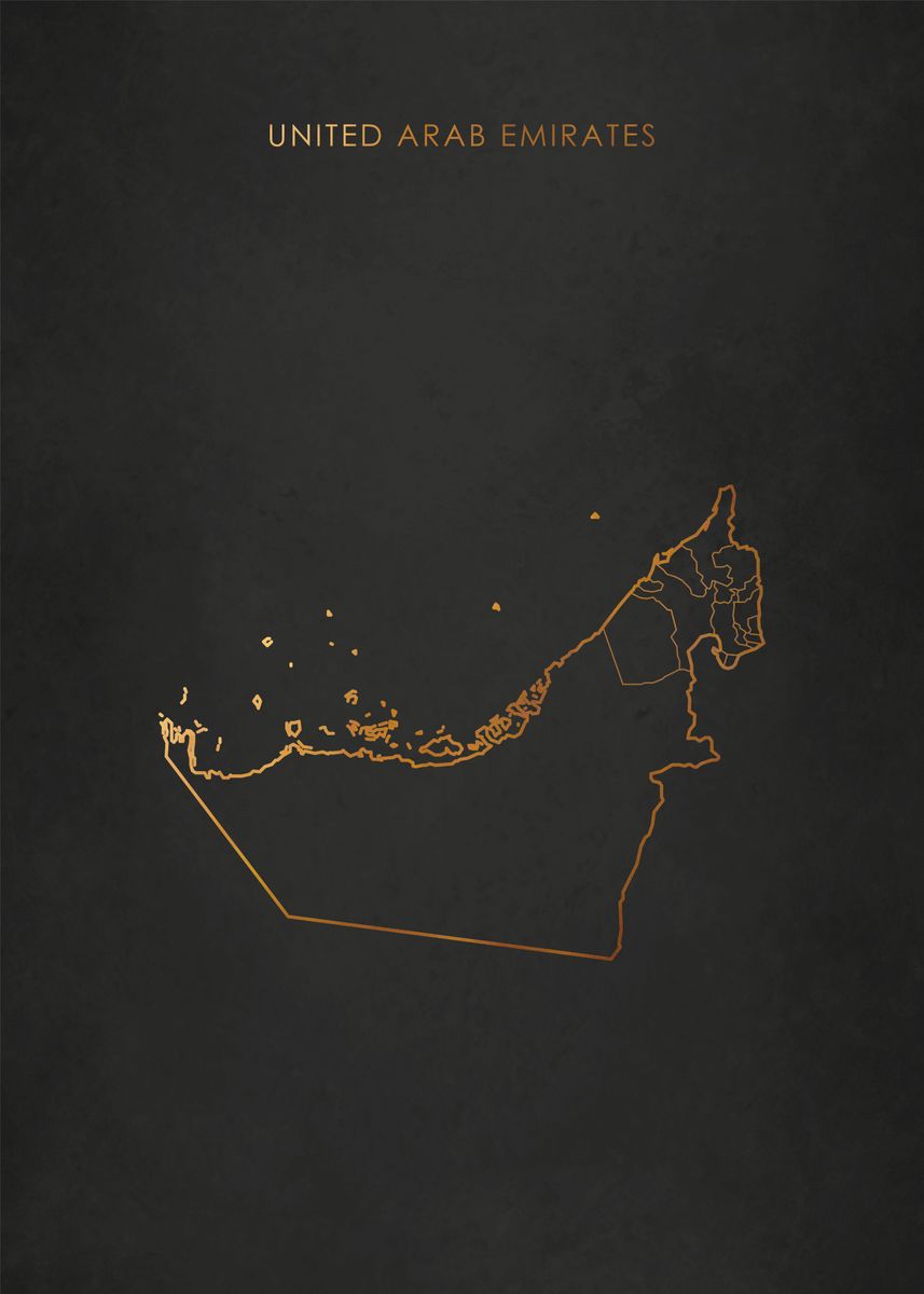 'United Arab Emirates Map' Poster, picture, metal print, paint by aio ...