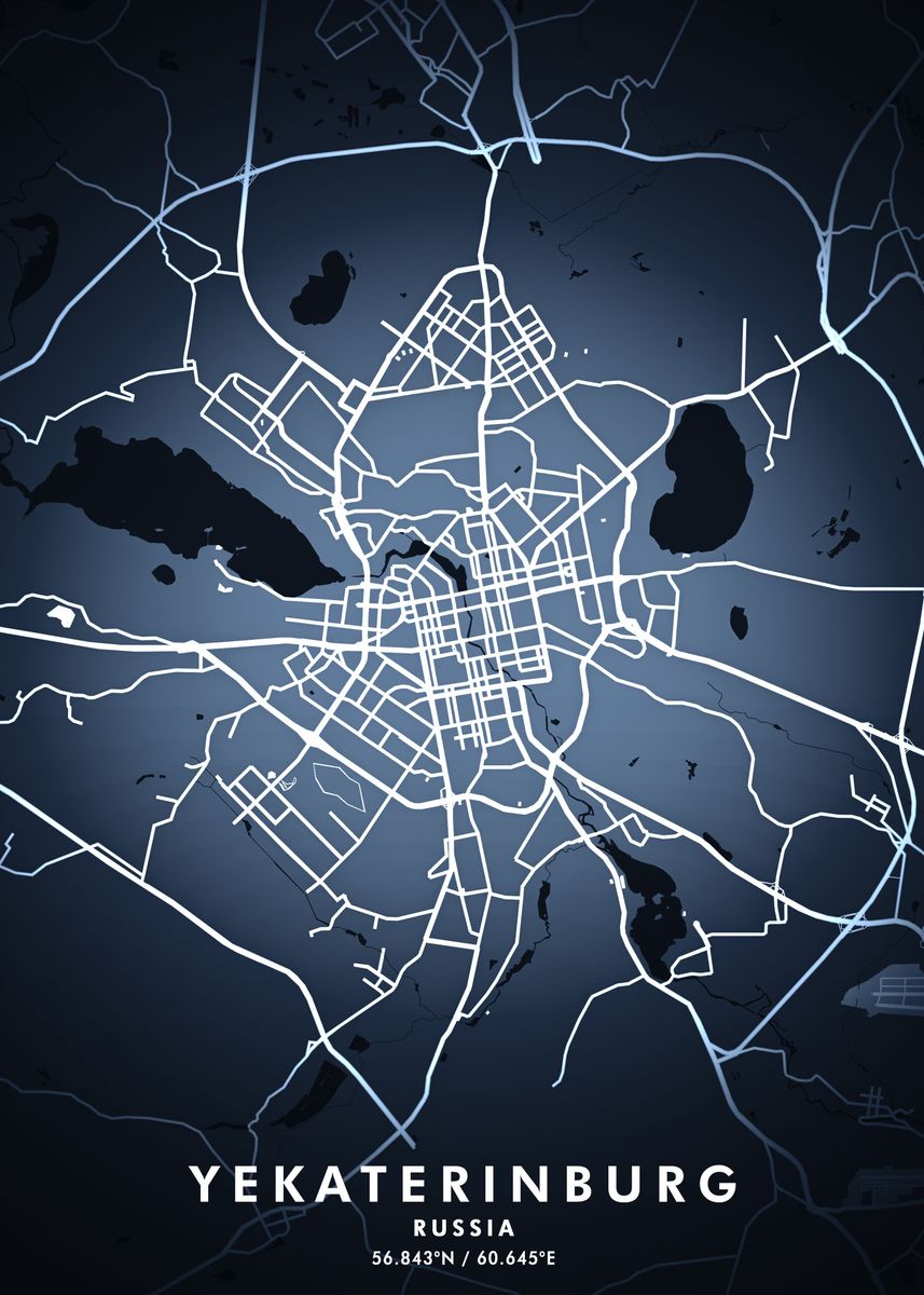 'Yekaterinburg Map Posters' Poster by Merah Djoeang | Displate