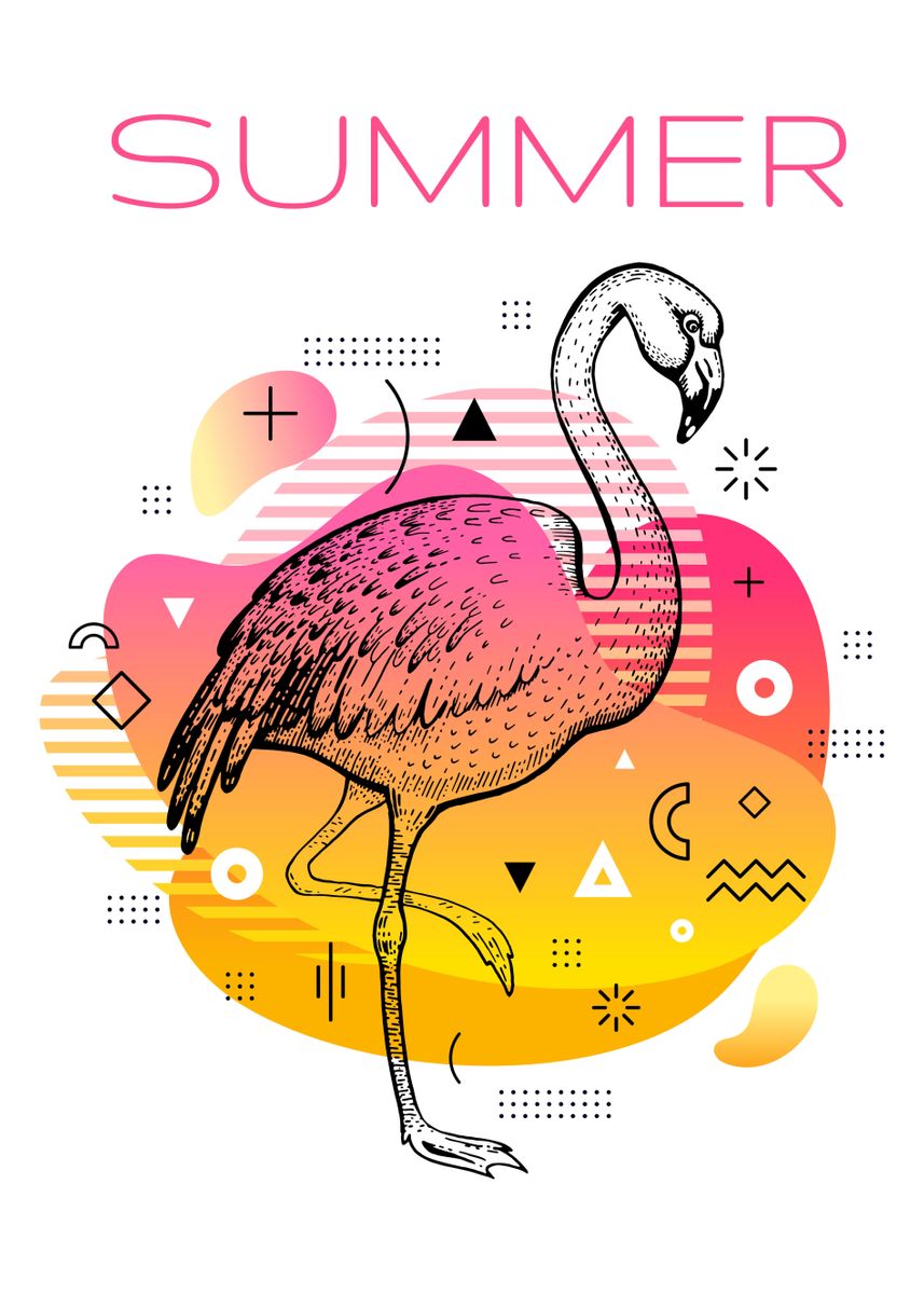 'Summer Flamingo' Poster, picture, metal print, paint by StonerPlates ...