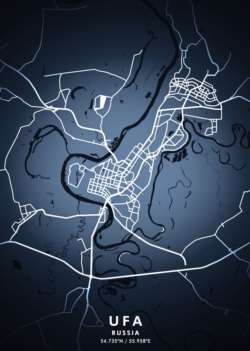 'Ufa Map Posters' Poster by Merah Djoeang | Displate