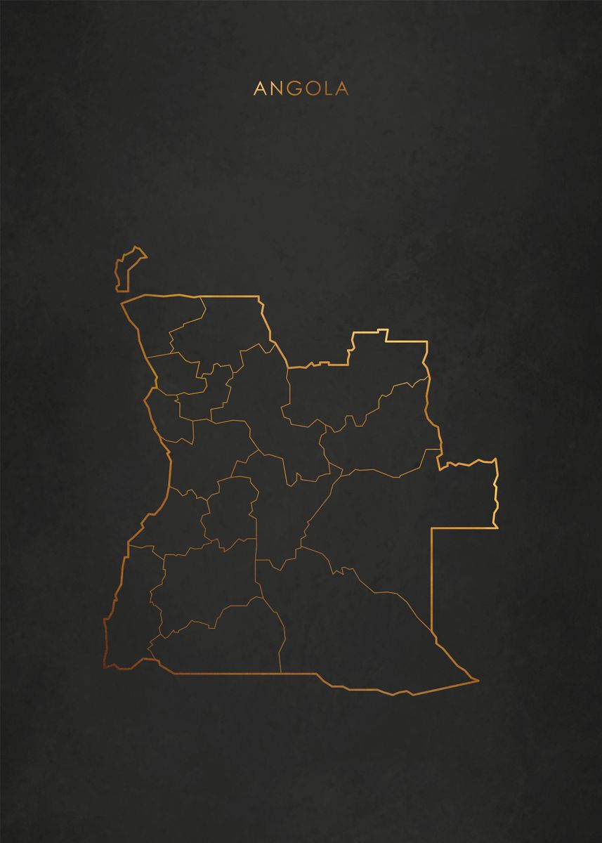 'Gold Angola Map' Poster, picture, metal print, paint by aio | Displate