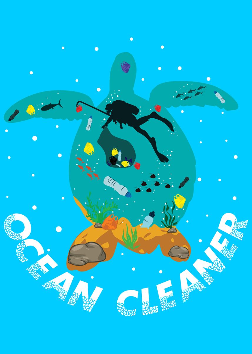 'Ocean Cleaner' Poster, picture, metal print, paint by ShirTom | Displate