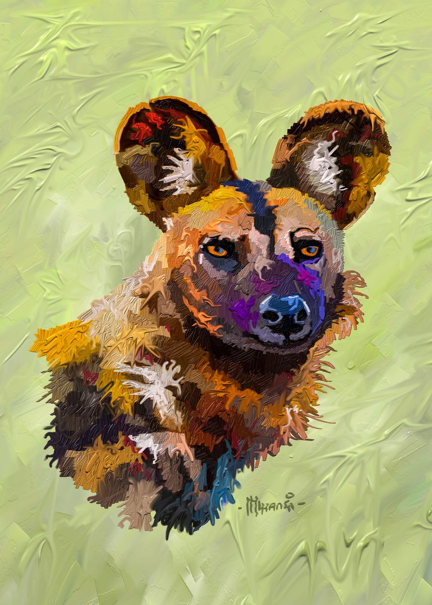 'African Wild Dog' Poster, picture, metal print, paint by Anthony ...
