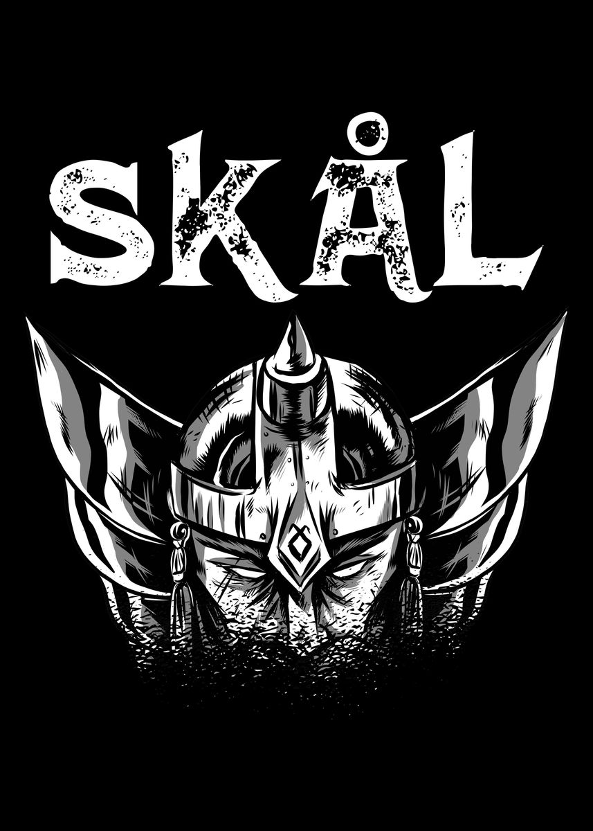 'Skal Skol Viking Drinking' Poster, picture, metal print, paint by Timo ...