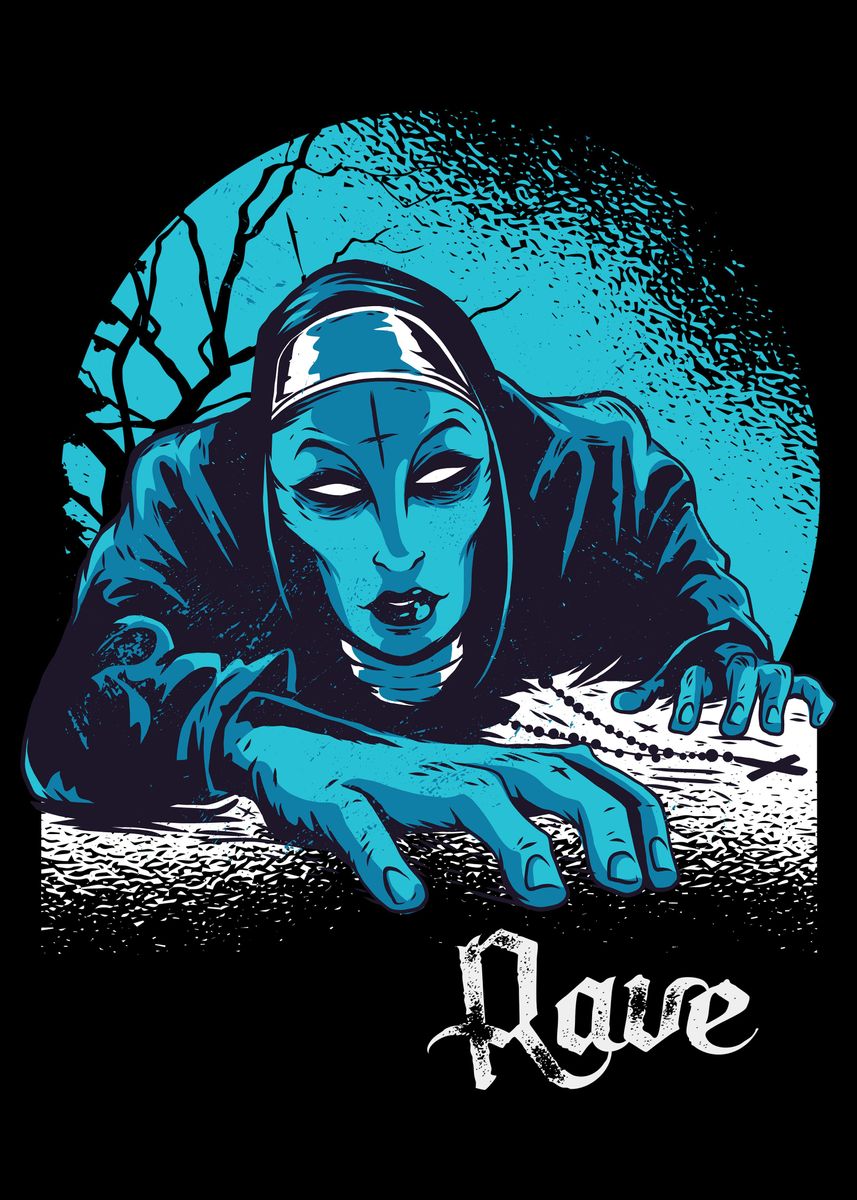 'Rave Nun Techno Party' Poster, picture, metal print, paint by Timo ...