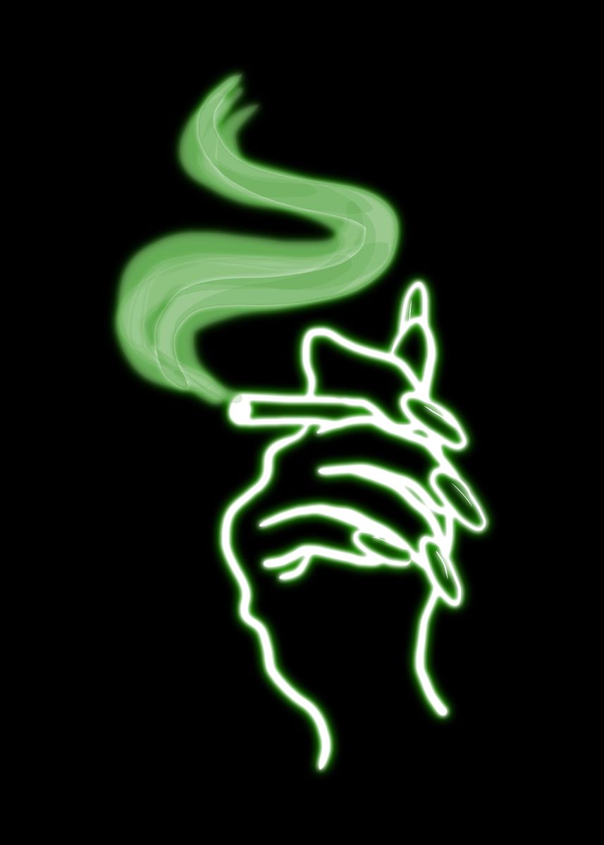 'Green Hand Weed Smoke Art' Poster by BoredKoalas | Displate