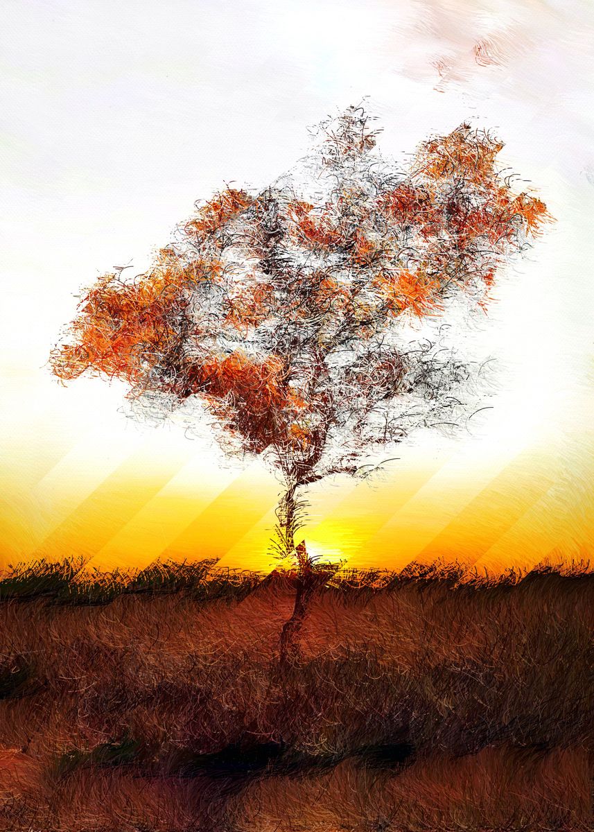 'Abstract Geometric Tree' Poster, picture, metal print, paint by 1x ...