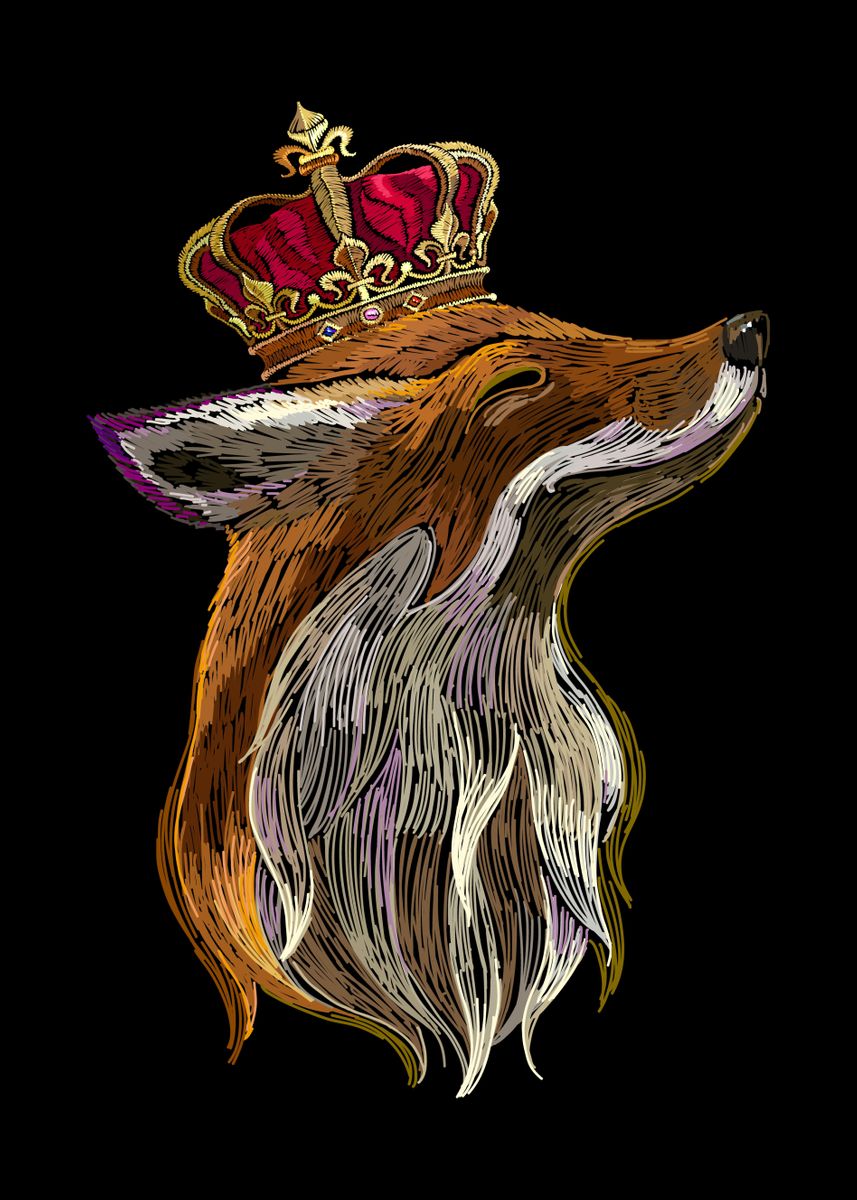 'Fox King Embroidery' Poster by StonerPlates | Displate