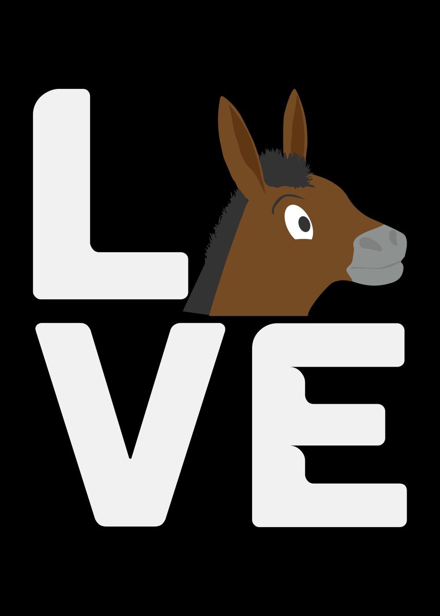 'Donkey Love Donkeys Lover' Poster, picture, metal print, paint by ...