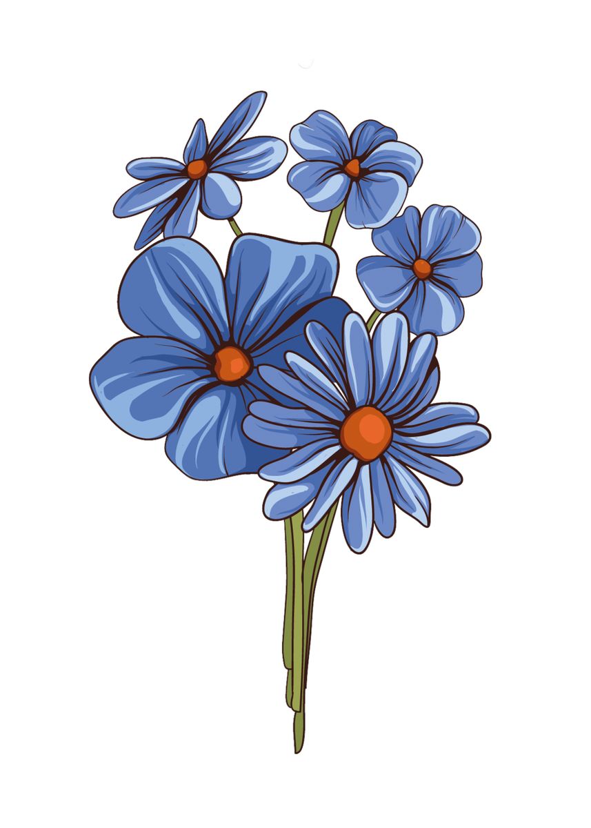 'Flower Botany Blue' Poster by ShirtlyUnforgettable | Displate