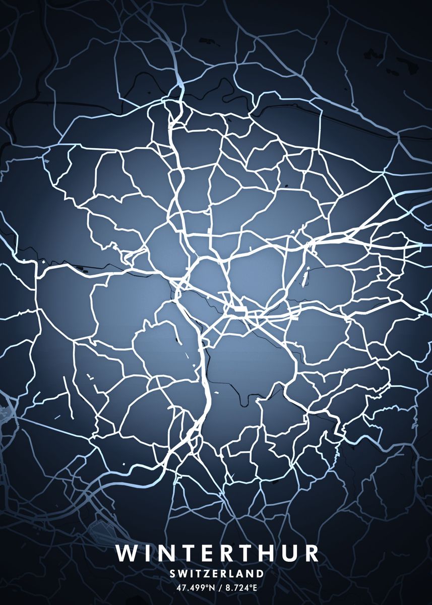 'Winterthur Map Posters' Poster, picture, metal print, paint by Merah ...