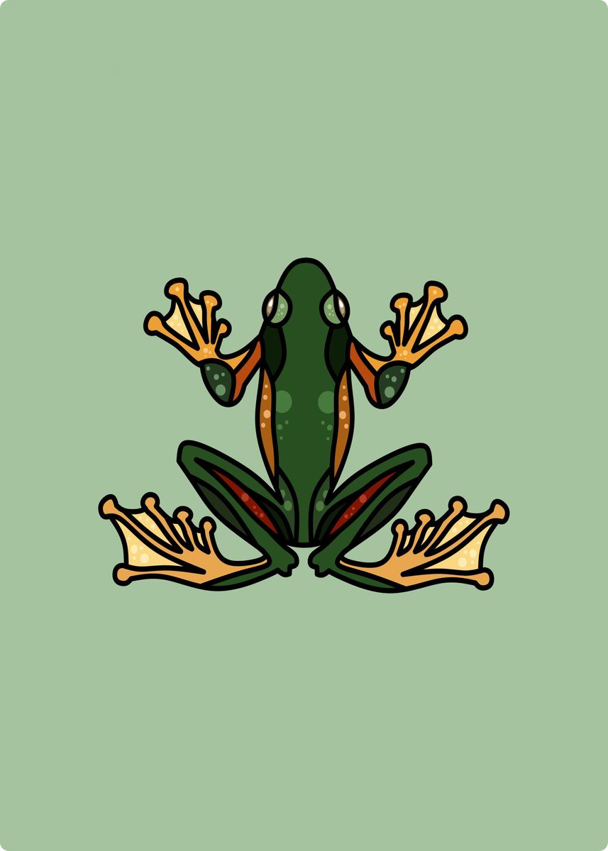 'Frog in flat lay' Poster, picture, metal print, paint by Alfin Studio ...