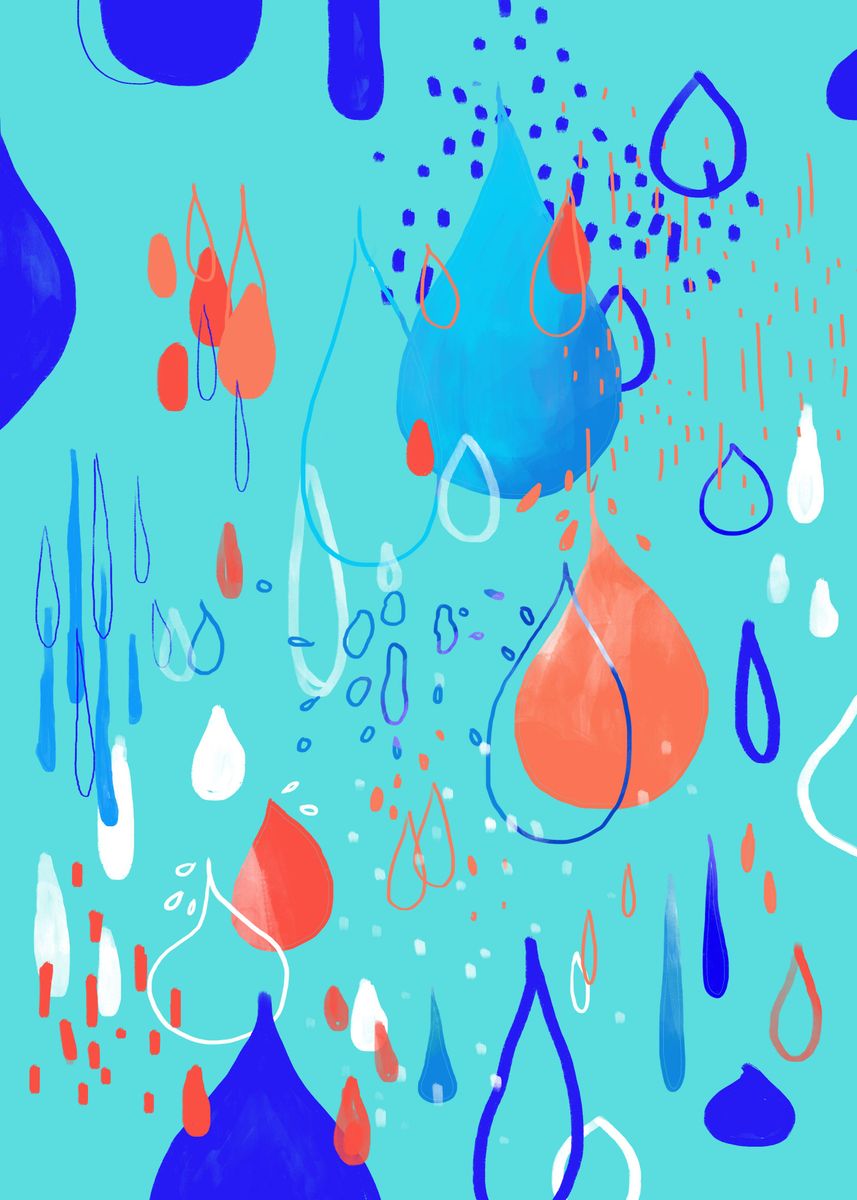 'abstract rain drop drawing' Poster, picture, metal print, paint by ...