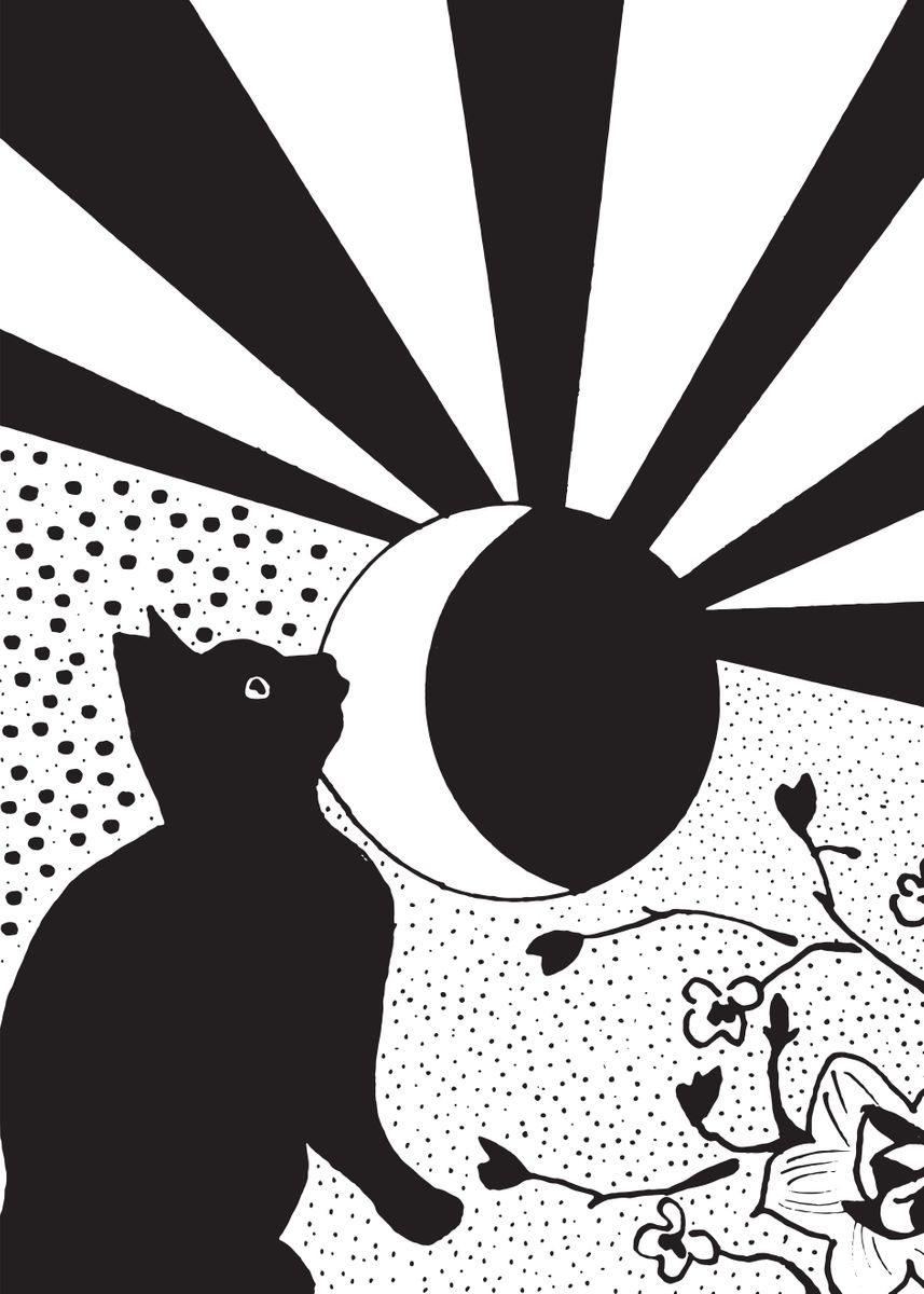 'Rising Cat Sun' Poster by Jenny | Displate