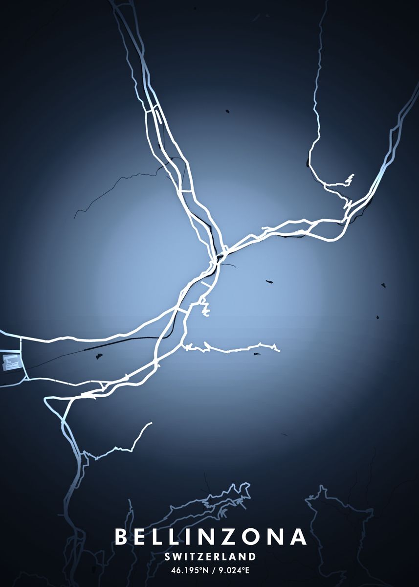 'Bellinzona Map Posters' Poster by Merah Djoeang | Displate