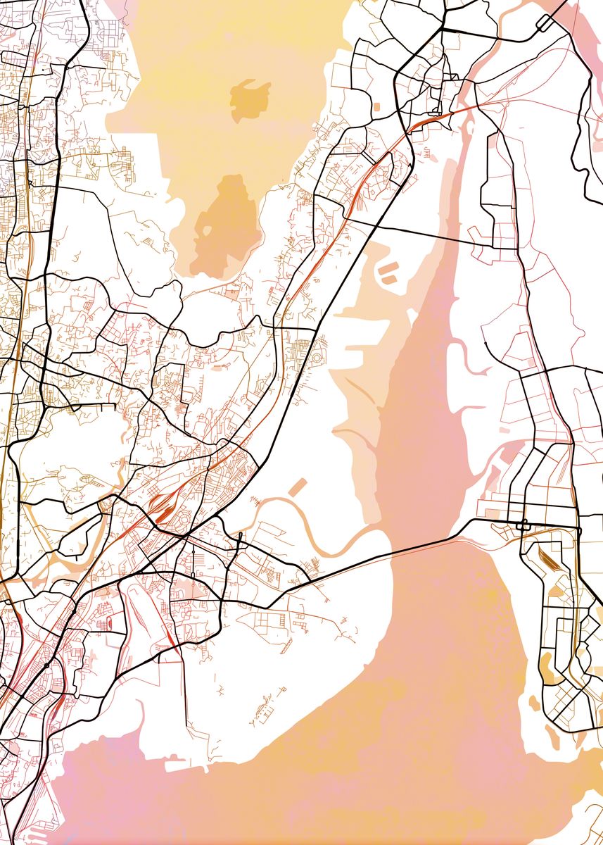 'Mumbai Street Map' Poster, picture, metal print, paint by Dany | Displate