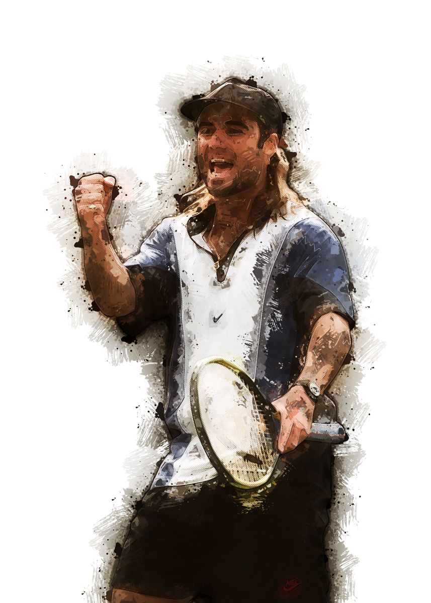 'Andre Agassi' Poster, picture, metal print, paint by VEC Group | Displate