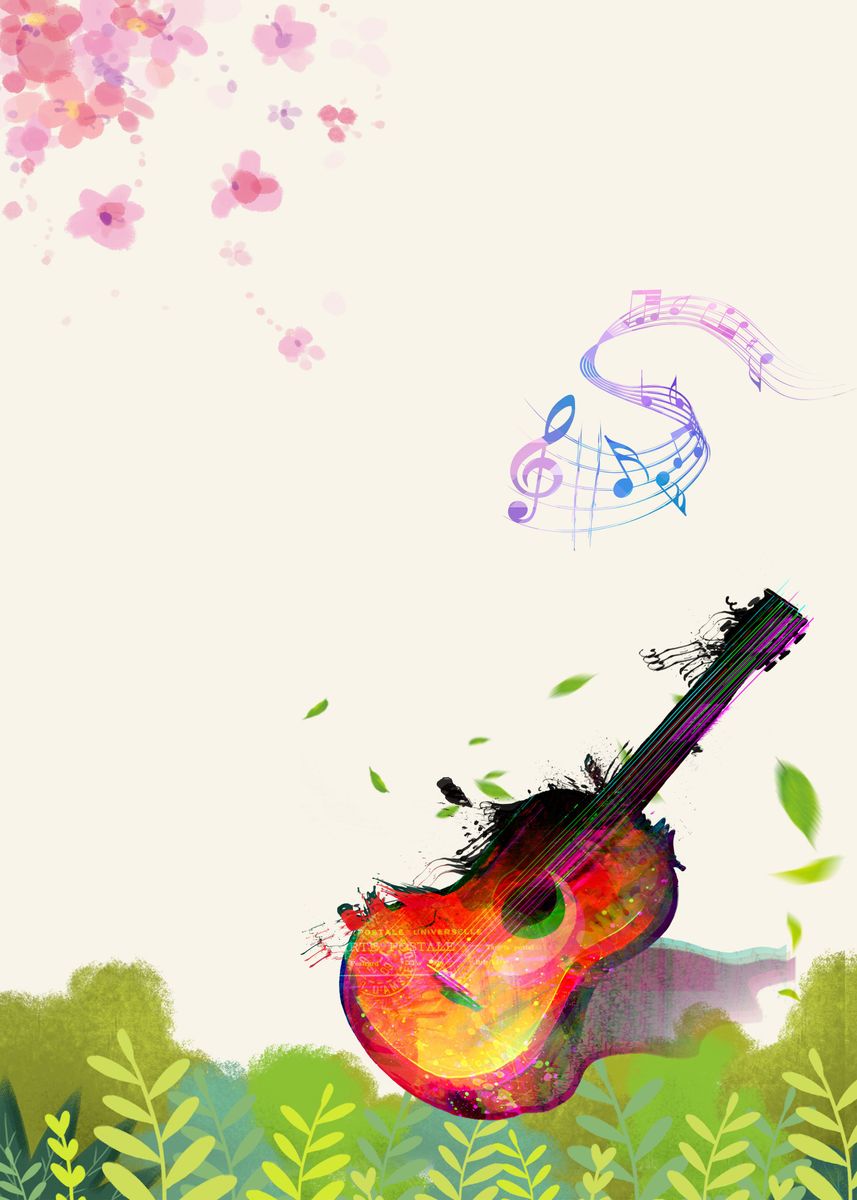 'Guitar by nature music' Poster by Max Ronn | Displate