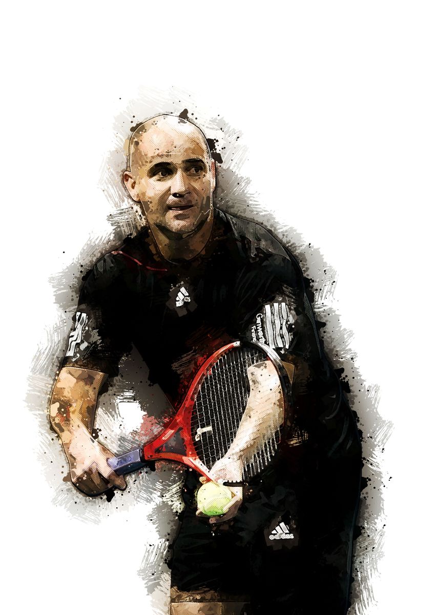 'Andre Agassi' Poster, picture, metal print, paint by VEC Group | Displate