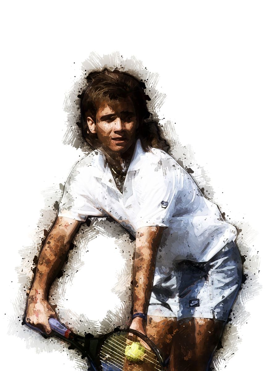 'Andre Agassi' Poster, picture, metal print, paint by VEC Group | Displate