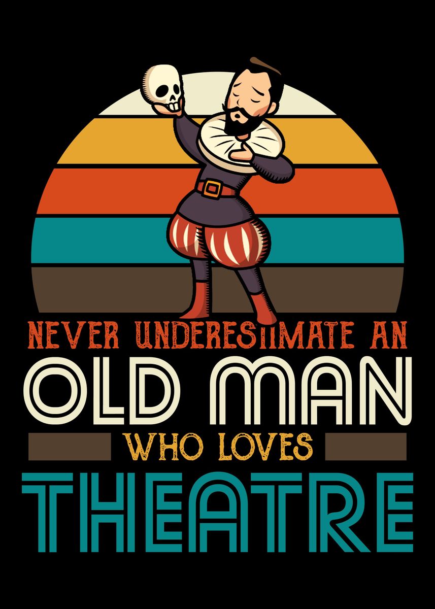 'Old man who loves theatre' Poster, picture, metal print, paint by ...
