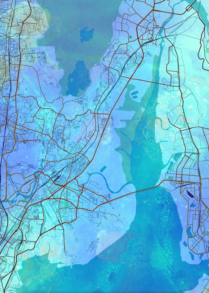 'Mumbai Street Map' Poster, picture, metal print, paint by Dany | Displate