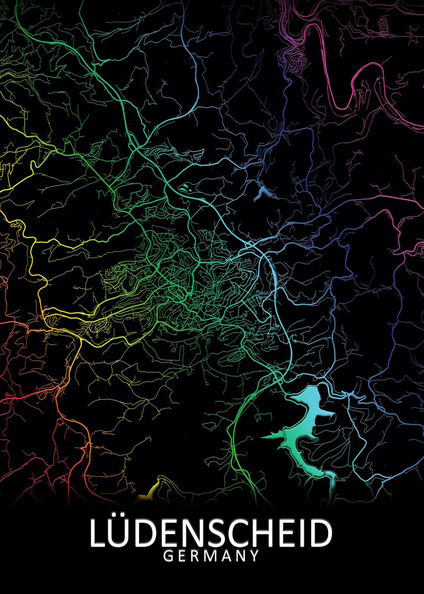 'Ludenscheid Germany' Poster, picture, metal print, paint by City Map ...