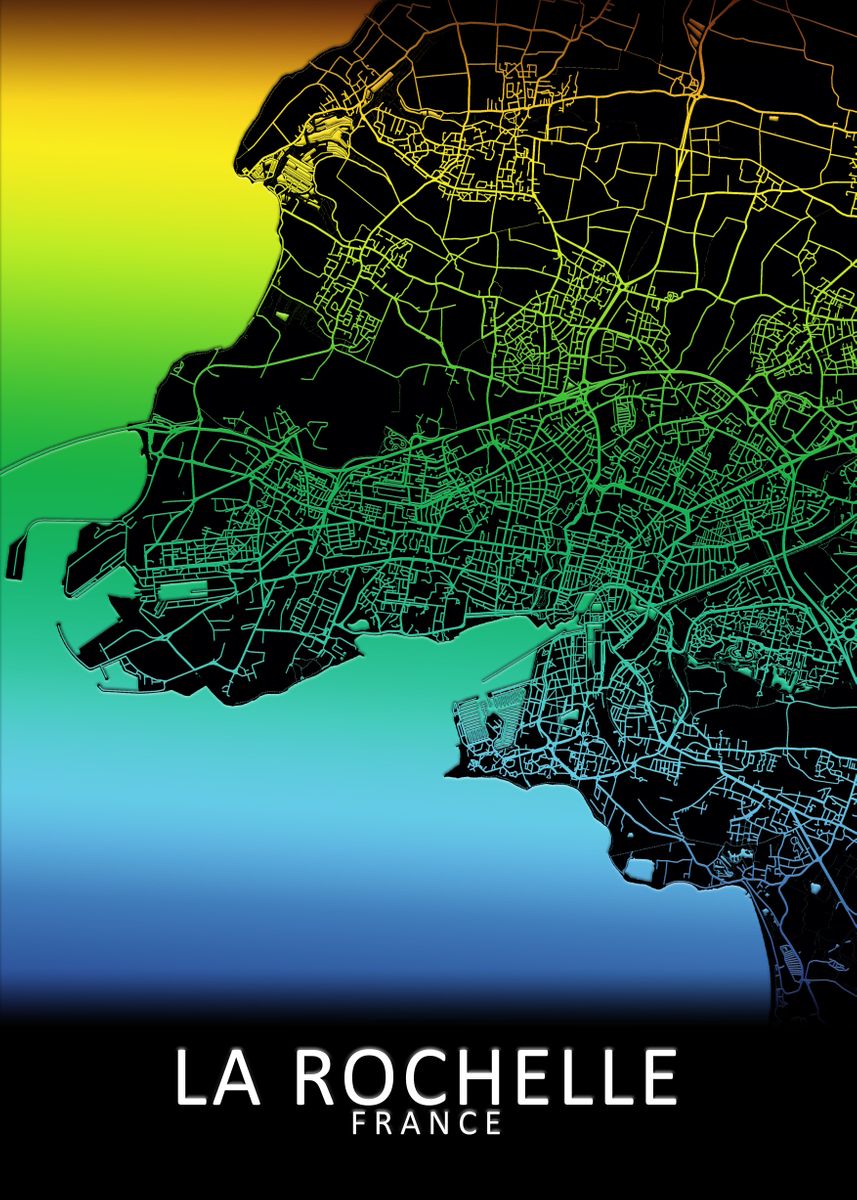 'La Rochelle France ' Poster, picture, metal print, paint by City Map ...