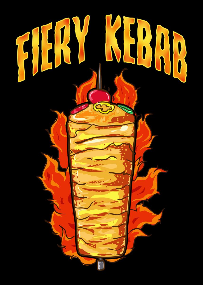 'Fiery Kebab Doner Turkis' Poster by Marcel Ahrens | Displate