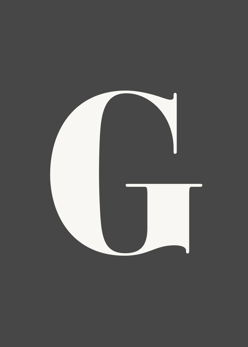 'Grey Letter G Print' Poster, picture, metal print, paint by ...