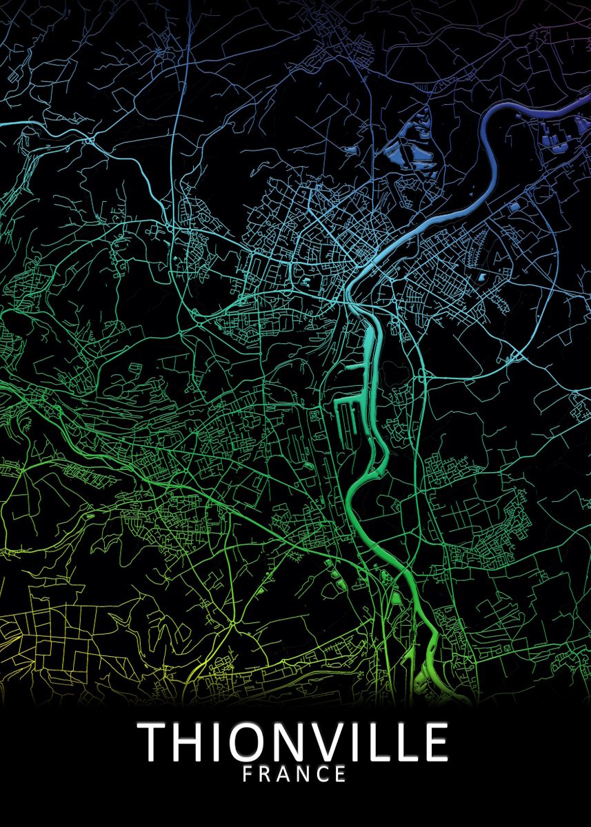 'Thionville France City Ma' Poster by City Map Art Prints | Displate