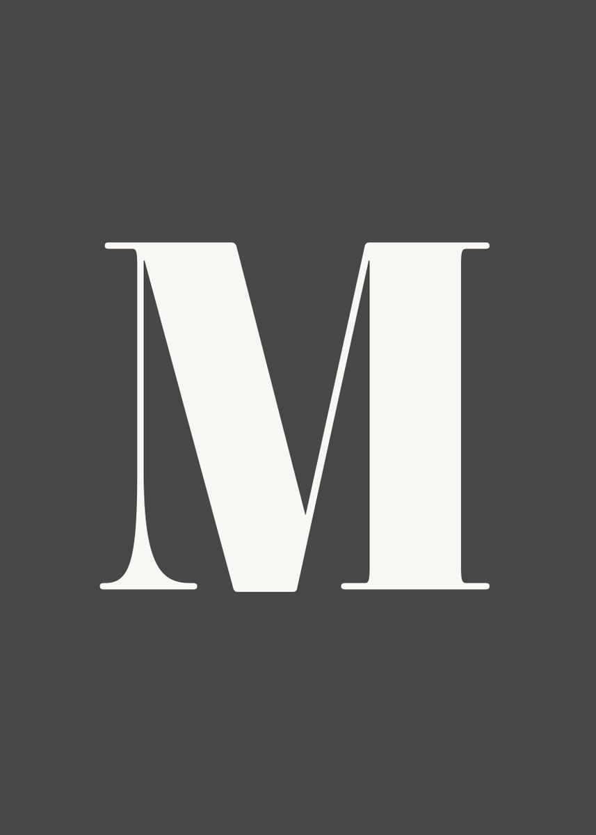 'Grey Letter M Print' Poster, picture, metal print, paint by ...