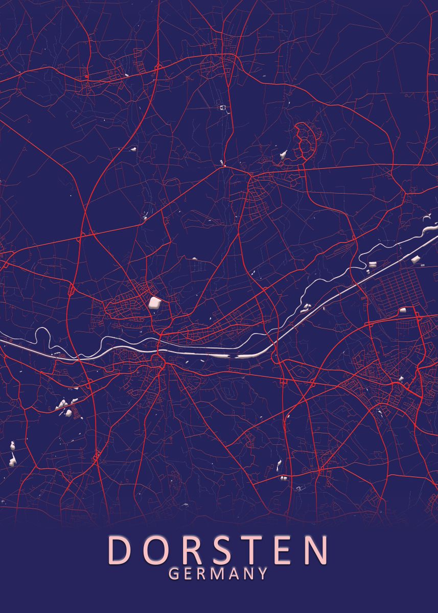 'Dorsten Germany' Poster, picture, metal print, paint by City Map Art ...