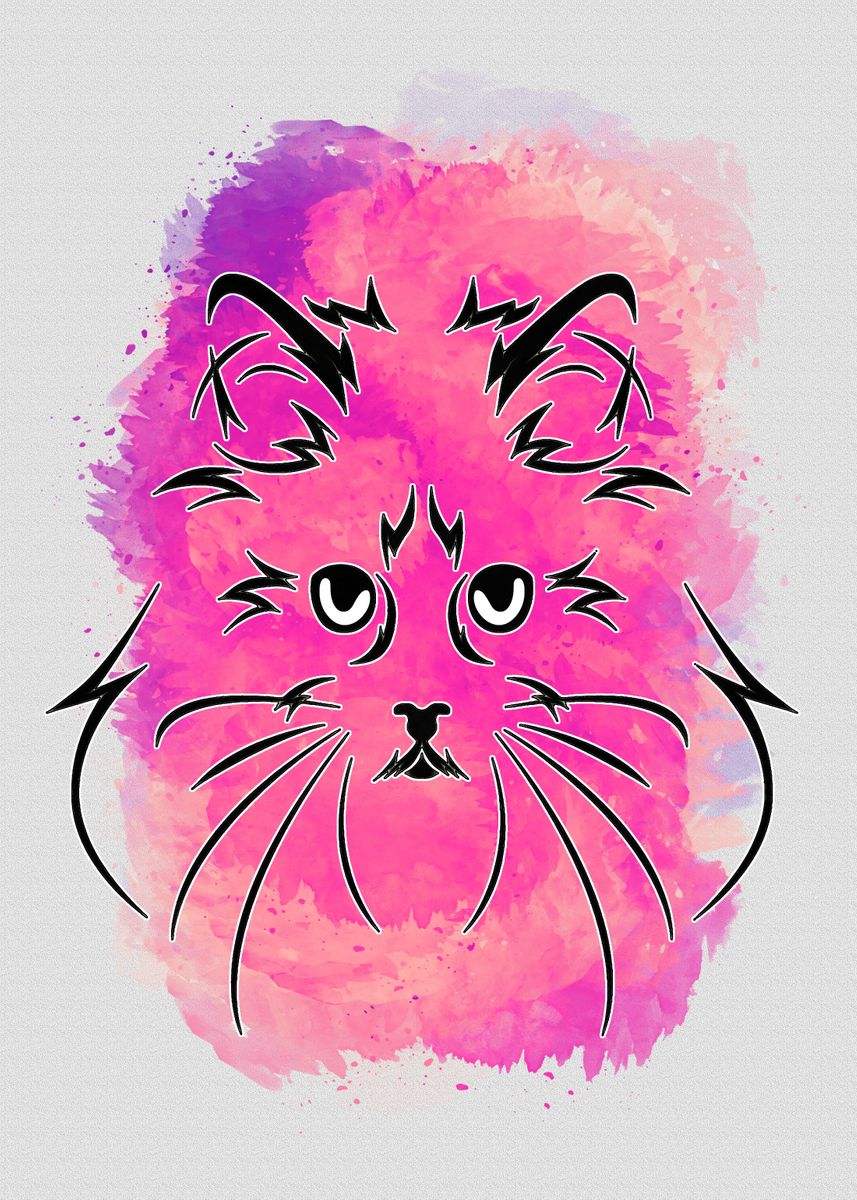 'Minimalist Cat Art Picture' Poster, picture, metal print, paint by ...
