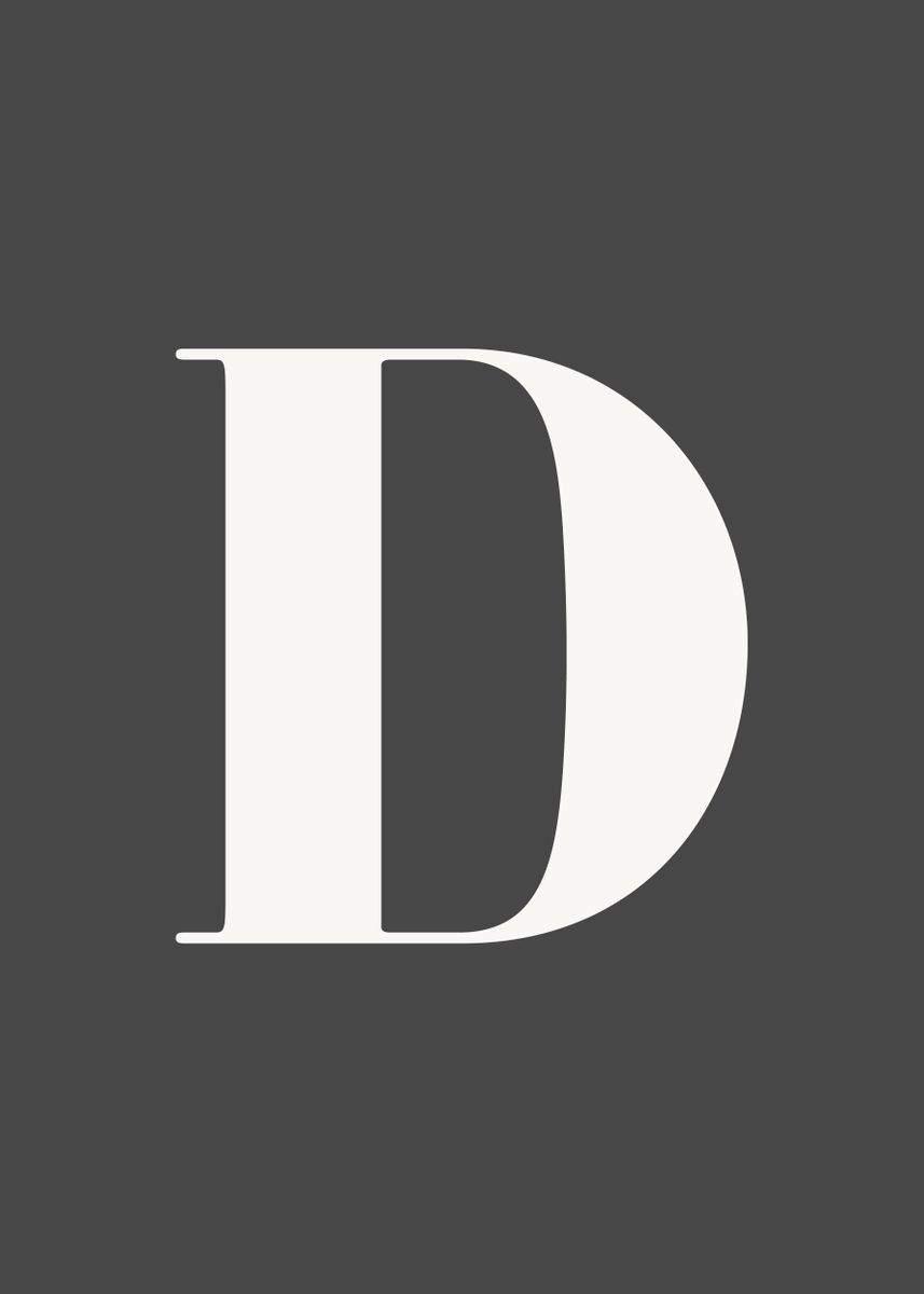 'Grey Letter D Print' Poster, picture, metal print, paint by ...