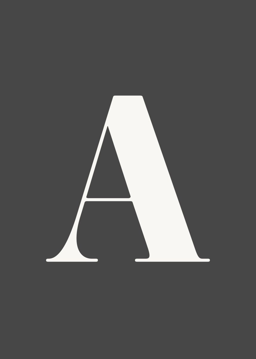 'Grey Letter A Print' Poster, picture, metal print, paint by ...