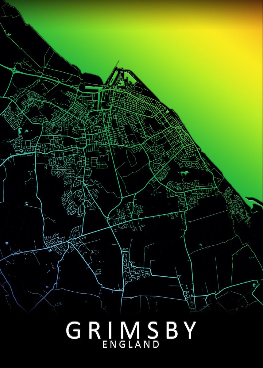 'Grimsby England City Map' Poster, picture, metal print, paint by City ...