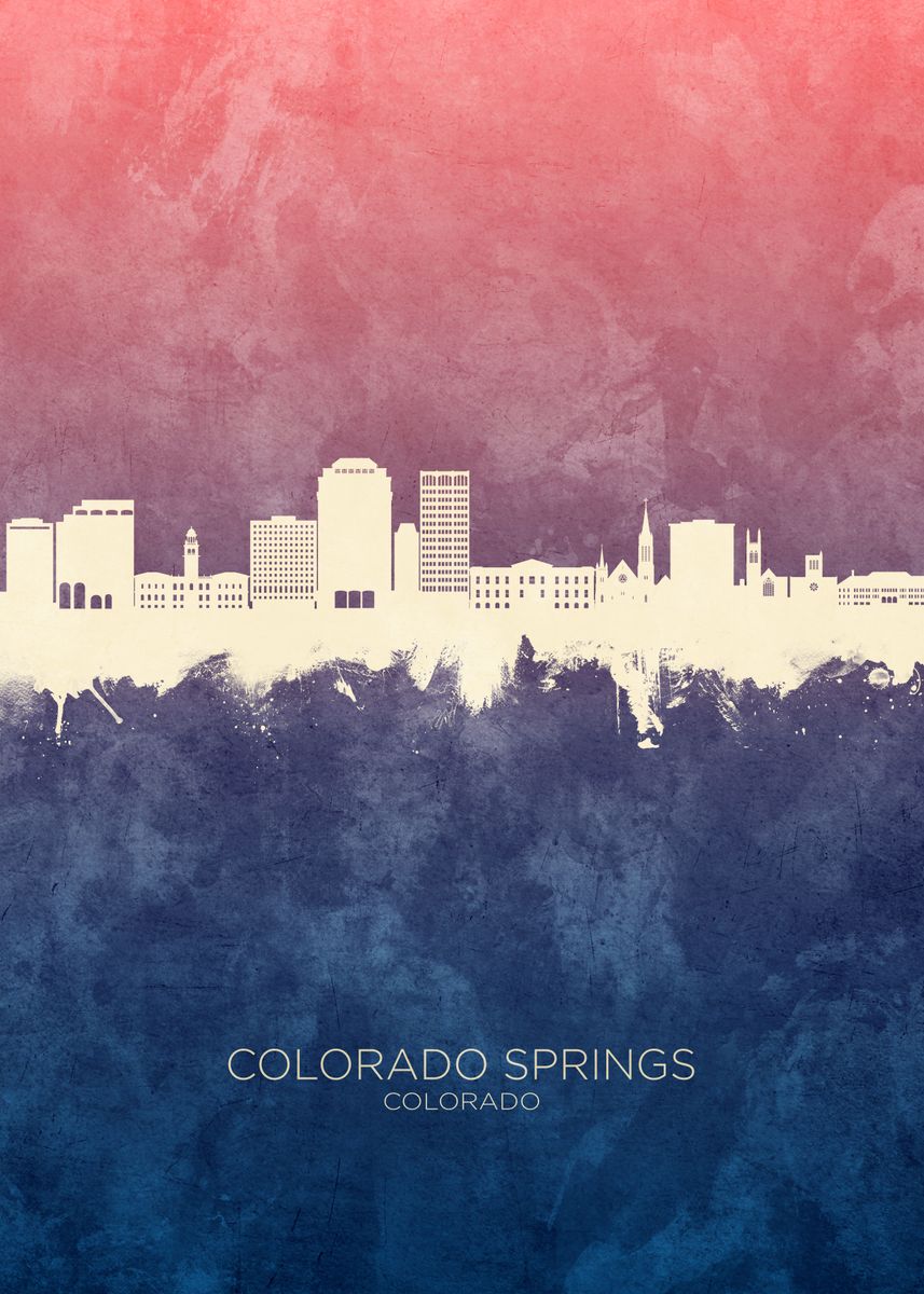 'Colorado Springs Skyline' Poster, picture, metal print, paint by ...