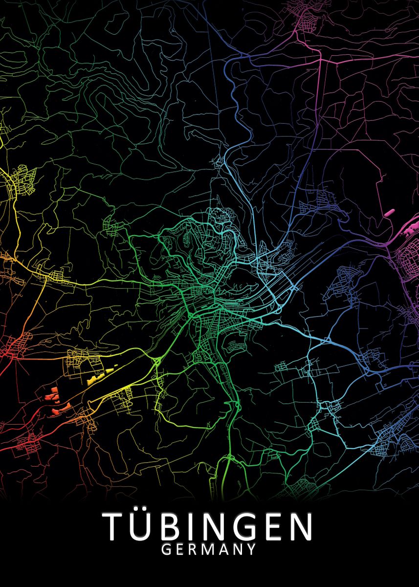 'Tubingen Germany City Map' Poster, picture, metal print, paint by City ...
