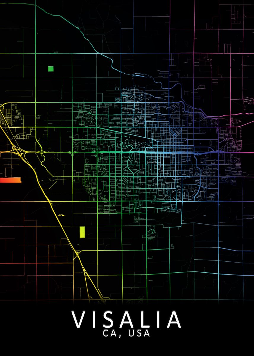 'Visalia CA USA City Map' Poster, picture, metal print, paint by City ...