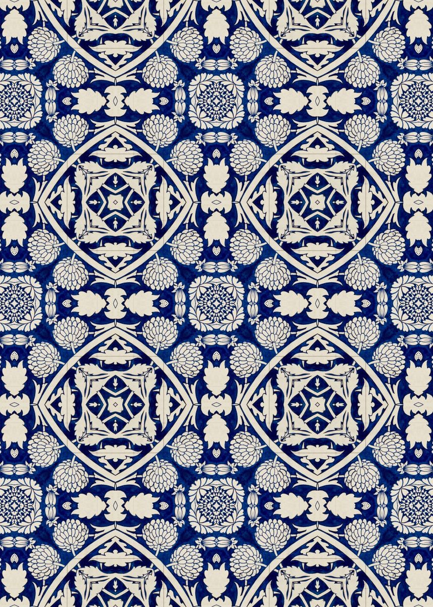 'Intense Blue Pattern 07' Poster, picture, metal print, paint by Aloke ...