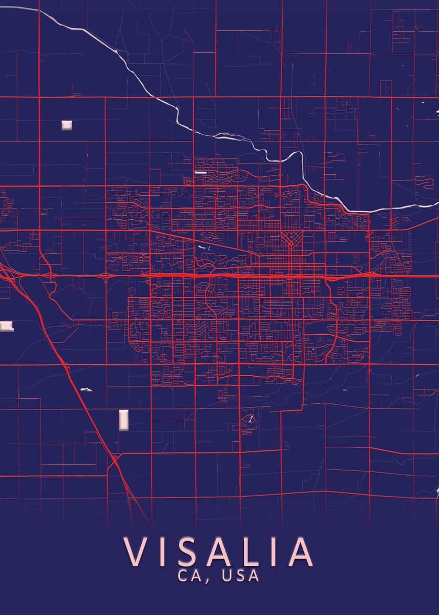 'Visalia CA USA' Poster by City Map Art Prints | Displate